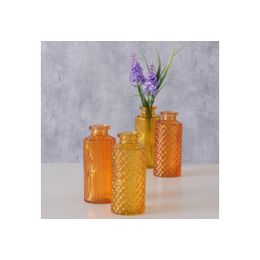 Boltze Dekovase 4er Set "Panja" aus Glas in orange H14cm