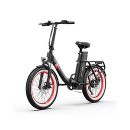 Onesport E-Bike OT16 Black-Red Kompakt-/Faltrad (Laufradgröße: 20 Zoll