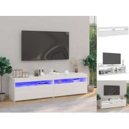 vidaXL TV-Schrank TV-Schränke 2 Stk mit LED-Leuchten Hochglanz-Weiß 75x35x40 cm Lowboard