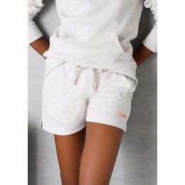 BENCH. LOUNGEWEAR Relaxshorts mehrfarbig Gr. 40/42 f&uuml;r Damen. Mit Logoschriftzug, Logodruck. Basic. Nachhaltig.