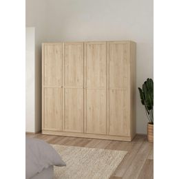 Kleiderschrank Home Affaire "Billund Aufbewahrung Kasten Schrank Stauraum" Schränke Gr. B/H/T: 195,5 cm x 200,1 cm x 61,7 cm, 4 St., braun (jackson hickory) Kleiderschränke