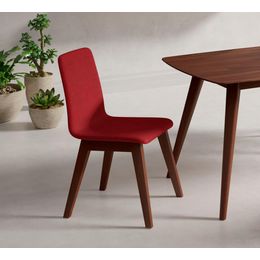 Stuhl Inosign "Sandy" Stühle Gr. B/H/T: 47 cm x 88 cm x 56 cm, 2 St., Microfaser Veloursoptik, Massivholz, rot (bordeau x, nuss) 4-Fuß-Stuhl Esszimmerstuhl Polsterstuhl Küchenstühle
