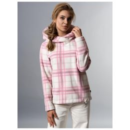 Kapuzensweatshirt TRIGEMA "TRIGEMA Fleece-Hoodie mit Karo-Muster" Gr. XL, beige (natur) Damen Sweatshirts
