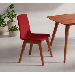 Stuhl Inosign "Sandy" Stühle Gr. B/H/T: 47 cm x 88 cm x 56 cm, 2 St., Microfaser Veloursoptik, Massivholz, rot (bordeau x, kirsch) 4-Fuß-Stuhl Esszimmerstuhl Polsterstuhl Küchenstühle