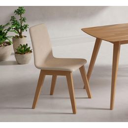Stuhl Inosign "Sandy" Stühle Gr. B/H/T: 47 cm x 88 cm x 56 cm, 2 St., Microfaser Veloursoptik, Massivholz, beige (beige, buche) 4-Fuß-Stuhl Esszimmerstuhl Polsterstuhl Küchenstühle