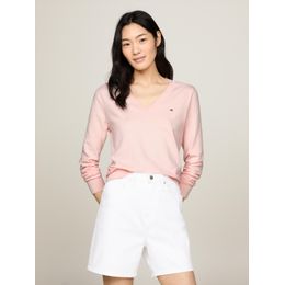 V-Ausschnitt-Pullover Tommy Hilfiger Gr. XXL (44), pink (whimsy pink) Damen Pullover V-Pullover