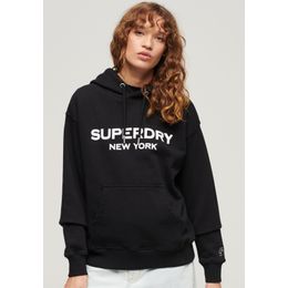 Kapuzensweatshirt Superdry "SPORT LUXE LOOSE HOOD" Gr. L, schwarz (black) Damen Sweatshirts