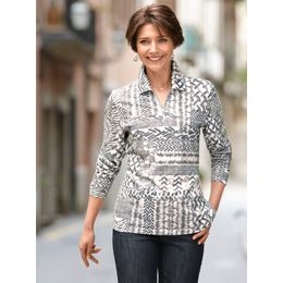 Langarmshirt Classic Basics "Winter-Shirt" Gr. 54, beige (ecru, grau, bedruckt) Damen Shirts Jersey