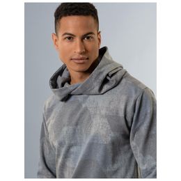 Kapuzensweatshirt TRIGEMA "TRIGEMA Hoodie mit modischem Print-Muster" Gr. XXL, grau (steingrau, melange) Herren Sweatshirts