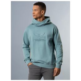 Kapuzensweatshirt TRIGEMA "TRIGEMA Kapuzenpullover mit großem 3D-Motiv" Gr. L, grün (seegras) Herren Sweatshirts