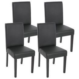MCW 4er-Set Esszimmerstuhl Stuhl K&uuml;chenstuhl Littau ~ Kunstleder, schwarz matt, dunkle Beine