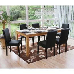 MCW 6er-Set Esszimmerstuhl Stuhl K&uuml;chenstuhl Littau ~ Kunstleder, schwarz matt, dunkle Beine