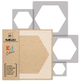 Nakleo KINDER Wiederverwendbare Kunststoff-Schablonen (5 Stück) // BIENENWABE – SECHSECK – HONIG