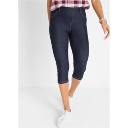 bonprix Capri-Leggings in Jeansoptik, blau, mit Baumwolle