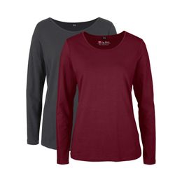 bonprix Langarmshirt mit Rundhalsausschnitt (2er Pack)