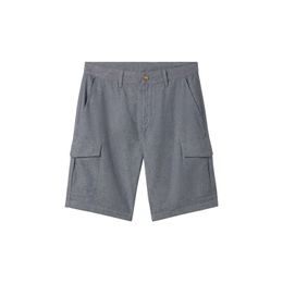 Tom Tailor Herren Regular Cargoshorts mit Gürtel, blau, Uni, Gr. 28