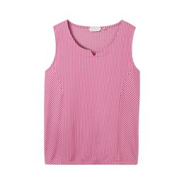 Tom Tailor Damen Gestreiftes Top mit Bio-Baumwolle, rosa, Streifenmuster, Gr. XXL
