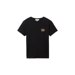 Tom Tailor Denim Damen T-Shirt mit Bio-Baumwolle, schwarz, Uni, Gr. XXL