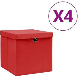 4 Stk. Aufbewahrungsboxen,Werkzeugaufbewahrung mit Deckeln 28x28x28 cm Rot vidaXL
