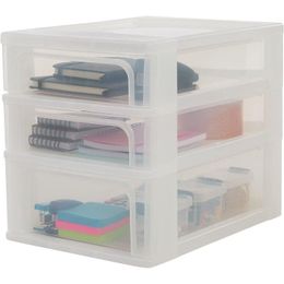 IRIS OHYAMA Schubladenschrank, Schubladencontainer, 3 Schubladen (2 x 4L + 1 x 7L), Format A4, durchsichtige Schubladen, Büro, Wohnzimmer - Organizer Chest