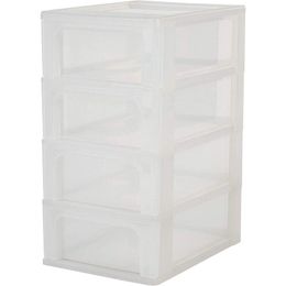IRIS OHYAMA Schubladenschrank, Schubladencontainer, 4 Schubladen mit 7 l, Format A4, durchsichtige Schubladen, Büro, Wohnzimmer - Organizer Chest OCH-2004 - Weiß