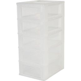 IRIS OHYAMA Schubladenschrank, Schubladencontainer, 5 Schubladen mit 7 l, Format A4, durchsichtige Schubladen, Büro, Wohnzimmer - Organizer Chest OCH-2005 - Weiß