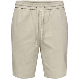 Only & Sons ONLY & SONS Shorts, Leinenanteil, Gummibund, für Herren, beige, M