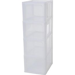 IRIS OHYAMA Schubladenschrank, Schubladencontainer, 4 Schubladen mit 13 l, Format A4, durchsichtige Schubladen, Büro, Wohnzimmer - Organizer Chest OCH-2400