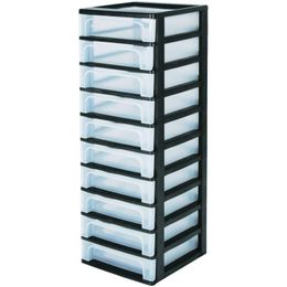 IRIS OHYAMA Schubladenschrank, Schubladencontainer, 10 Schubladen mit 4 l, Format A4, durchsichtige Schubladen, Büro, Wohnzimmer - Organizer Chest OCH-2100
