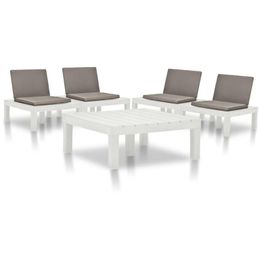 Prolenta Premium 5-tlg. Garten-Lounge-Set Kunststoff Weiß - Weiß