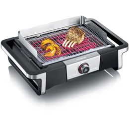 8114 Elektro Grill 2 Grillzonen Schwarz, Silber - Severin