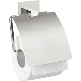 Wenko - Turbo-Loc® Edelstahl Toilettenpapierhalter mit Deckel Quadro, rostfrei, Befestigen ohne bohren, Silber glänzend, Edelstahl rostfrei chrom ,