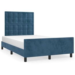 Bettrahmen für Einzelbett,Metallbett, Bettgestell mit Kopfteil Dunkelblau 120x200 cm Samt Bonnevie 46603 - Blau