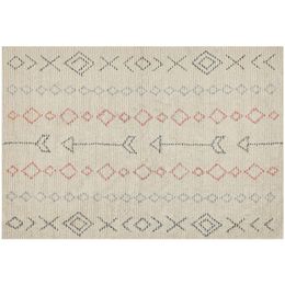 Beliani Teppich beige Baumwolle 140 x 200 cm geometrisches Muster handgetuftet dispur - Beige