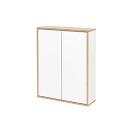 Fackelmann Spiegelschrank finn / Badschrank mit Push-to-Open / Maße (b x h x t): ca. 60 x 75 x 20,5 cm / Schrank fürs Bad mit 2 Türen / Korpus: Weiß / Front: