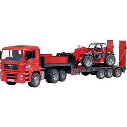 Bruder MAN TGA LKW mit Tieflader und Manitou Teleskoplader Fertigmodell Baufahrzeug Modell