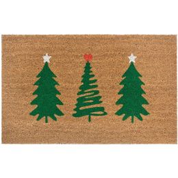 Fußmatte Mix Mats Kokos Decorated Pine Trees, Hanse Home, rechteckig, Höhe: 15 mm, Weihnachten, Schmutzfangmatte, Outdoor, Rutschfest, Innen, Kokosmatte, braun