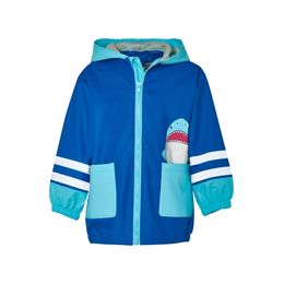 Playshoes Regenmantel 'Hai' Jungen Gr&ouml;&szlig;e 104 blau / hellblau / pink / wei&szlig;