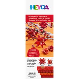 Heyda Papierstreifen-Set Fröbelsterne, rot-gold, 96 Streifen