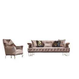 JVmoebel Sofa Braun Couch Sofa Garnitur 3+1 Sitz Chesterfield Wohnzimmer Polster