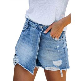 ZWY Jeansshorts Zerrissene Culottes im Sommer-Casual-Stil Hellblaue modische Jeansshorts für Damen