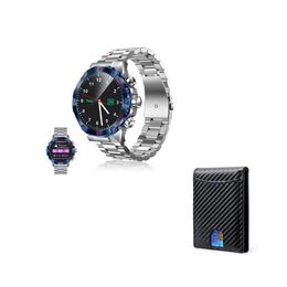 HYIEAR Smartwatch und schwarzes Portemonnaie