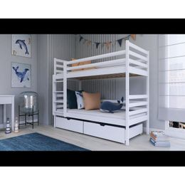 thematys Etagenbett Hochbett 90x200 mit 2 Schubladen Kinderbett mit Rausfallschutz (Jungen und Mädchen Stockbett