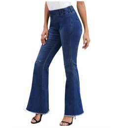 AFAZ New Trading UG Loose-fit-Jeans Sommerliche Schlaghose aus gewaschenem Denim mit elastischem Bund