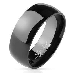 BUNGSA Fingerring Ring klassisch glänzend Schwarz aus Edelstahl Unisex (Ring