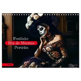 Festliche Dia de Muertos Porträts (Wandkalender 2025 DIN A4 quer), Calvendo Monatskalender