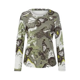 Heine Shirt Damen Gr&ouml;&szlig;e M/L dunkelbraun / gelb / khaki / wei&szlig;