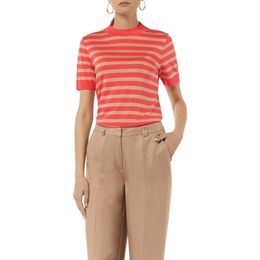 comma, T-Shirt COMMA Gr. 44, red beige stripe Damen Shirts Jersey