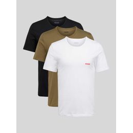 Hugo T-Shirt mit Label-Print im 3er-Pack
