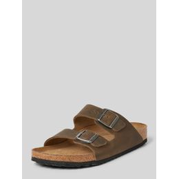 Birkenstock Slides aus Leder mit Dornschließe Modell 'Arizona'